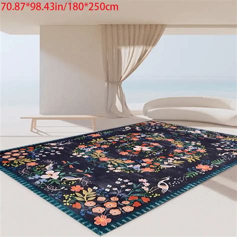 금 다이아몬드 벨벳으로 만들어진 빈티지 플로랄 패턴의 면적 카펫 논슬립 디안 수 밑면 세탁 가능한 기계 세탁 가능 거실 침실 사무실 호텔 카페용 부드러운 바닥