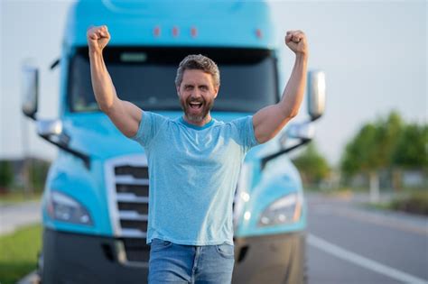 Premium Photo Men Driver Near Lorry Truck Truck Driver Trucking Owner