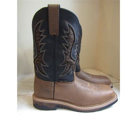 Vintage Nib Justin Bolt Comp Toe Blackpecan Water Buffalo Western Men