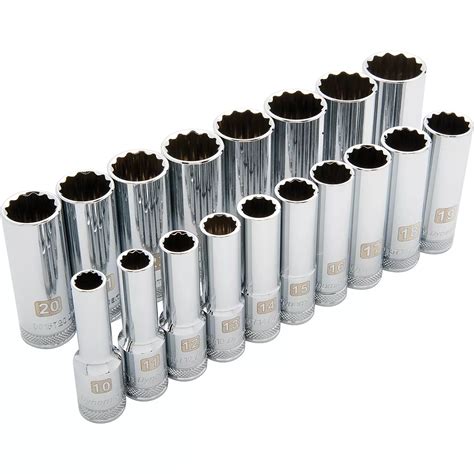 Dynamic Tools 1 2 Inch Drive 18 Piece 12 Point Deep Metric Socket Set