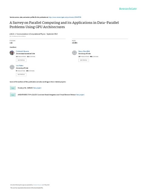 A Survey On Parallel Computing And Its Applications In Data Parallel Problems Using Gpu