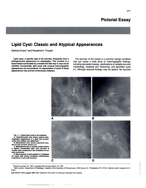 Pdf Lipid Cyst Classic And Atypical Appearances