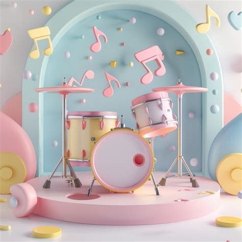 A Tiny Drum Sets Dreamy Melody Premium Ai Generated Image