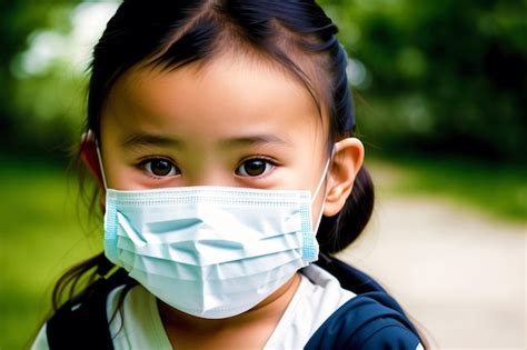 Premium Ai Image An Asian Girl Wearing Protective Mask Covid 19