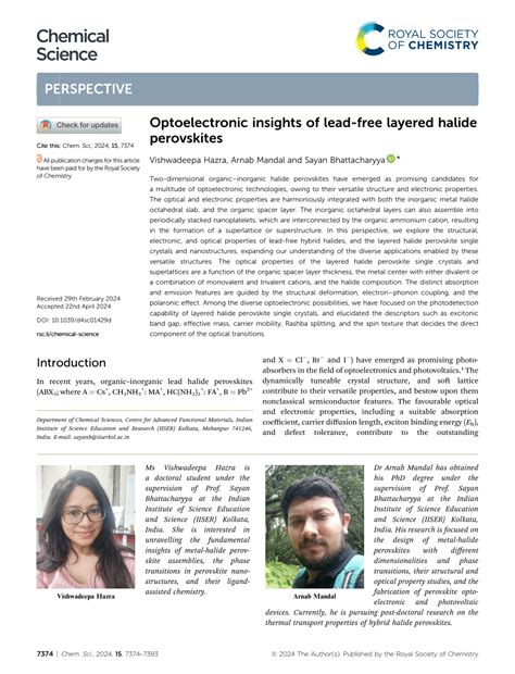 Pdf Optoelectronic Insights Of Lead Free Layered Halide Perovskites