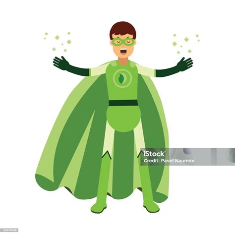 생태 슈퍼 히어로 맨 녹색 의상 에코 개념 벡터 일러스트 레이 션 0명에 대한 스톡 벡터 아트 및 기타 이미지 0명 독일 마스크 Istock