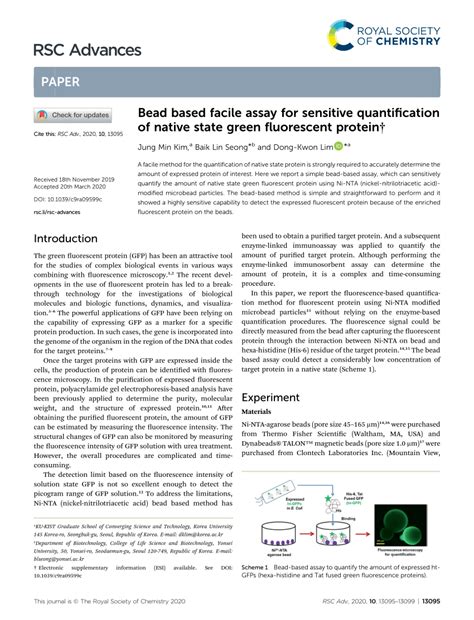Pdf Bead Based Facile Assay For Sensitive Quantification Of Native