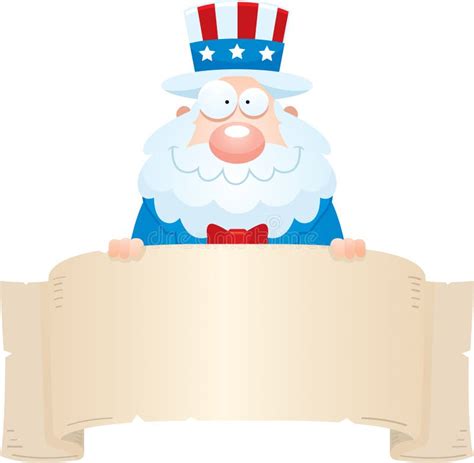 Smiling Cartoon Uncle Sam Holding A Sign Stock Vector Illustration Of