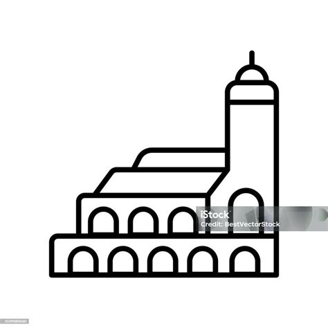 하 산 모스크 아이콘 벡터에 고립 된 흰색 배경 하 산 모스크 기호 선 또는 선형 기호 개요 스타일에서 요소 디자인 0명에 대한 스톡 벡터 아트 및 기타 이미지 Istock