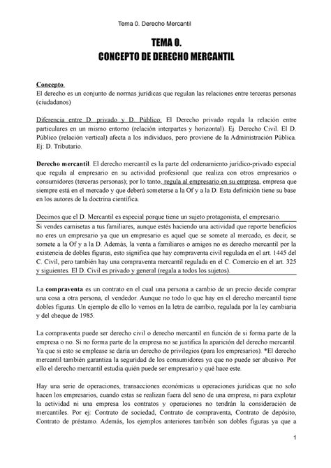 Derecho Mercantil Tema 0 Tema 0 Derecho Mercantil TEMA 0 CONCEPTO