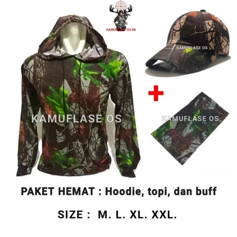 Jual COD Paket Hemat Camo Kaos Camo Topi Camo Dan Buff Camo Realtree