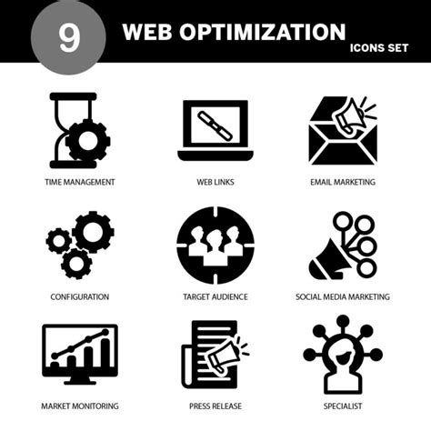 Vector Web Optimization Icon Set Fill In Black Version Masterbundles