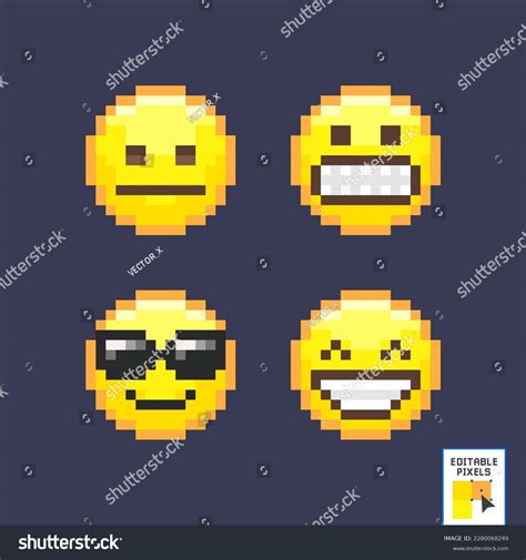 Pixel Art Emoji Icon Set Funny Stock Vector Royalty Free 2280068249 Shutterstock
