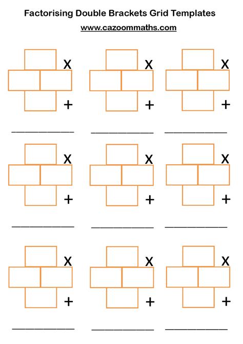 Factorising Double Brackets Grid Templates Free Teaching Resources