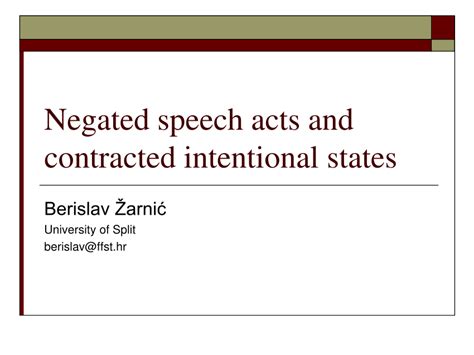 Pdf Negated Speech Acts And Contracted Intentional States