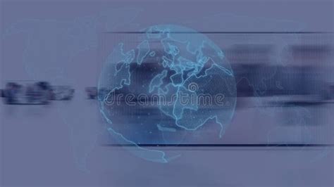 Animation Of World Map And Globe Over Diverse Business People Talking On White Background Stock