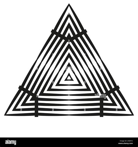 Triangular Geometric Pattern Concentric Black Lines Abstract Art Design Vector Illustration