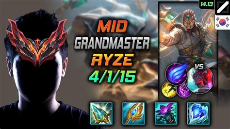 라이즈 미드 템트리 룬 영겁 난입 Ryze Mid 롤 Kr 천상계 패치 1413 Youtube