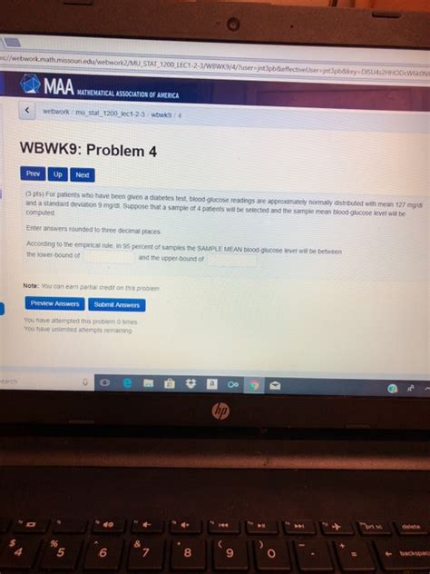Solved S Webwork Math Missouri Edu Webwork2 MU STAT 1200 Chegg