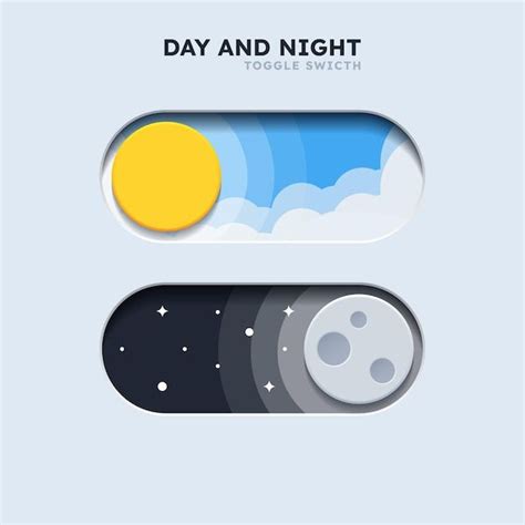 3D Day And Night Toggle Button Neumorphic Vector