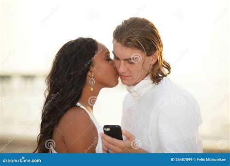 Man Reading A Text Message Stock Image Image Of Outdoors 26487899