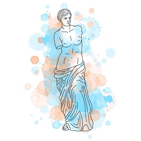 Ilustração Vetorial Da Linha Preta Da Antiga Estátua De Vênus De Milo