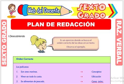 Plan de Redacción para Sexto Grado de Primaria Web del Docente