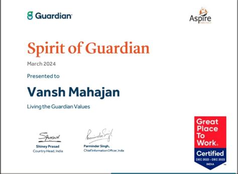 Vansh Mahajan On Linkedin Recognition Gratitude Guardianindia