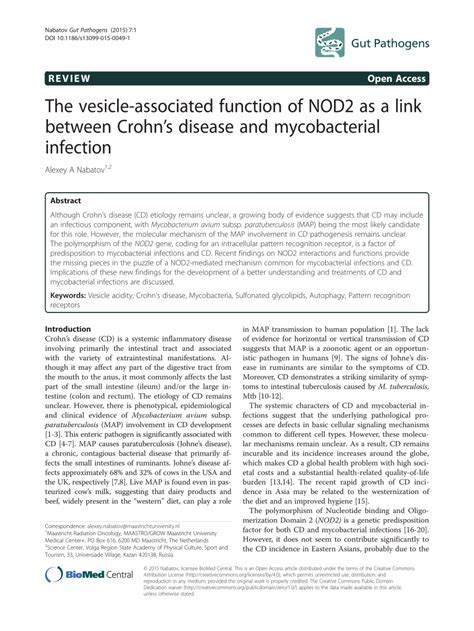 Pdf The Vesicle Associated Function Of Nod2 As A Link Between Crohns