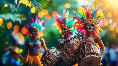 Premium Photo Brazilian Carnival Theme With Dancers Samba Drums And