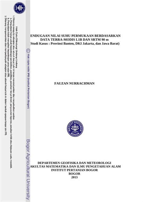 pdf pendugaan nilai suhu permukaan berdasarkan … · data terra modis