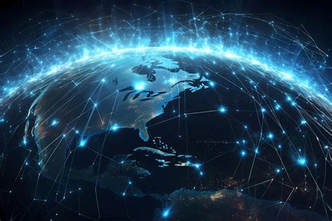 Premium Ai Image Globe With Infographics And Blue Glowing Lines Ai