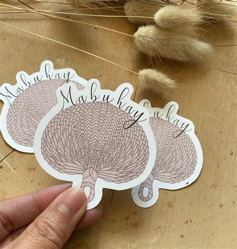 Mie Makes Mabuhay Filipina Raffia Fan Sticker Filipina Sticker Weath