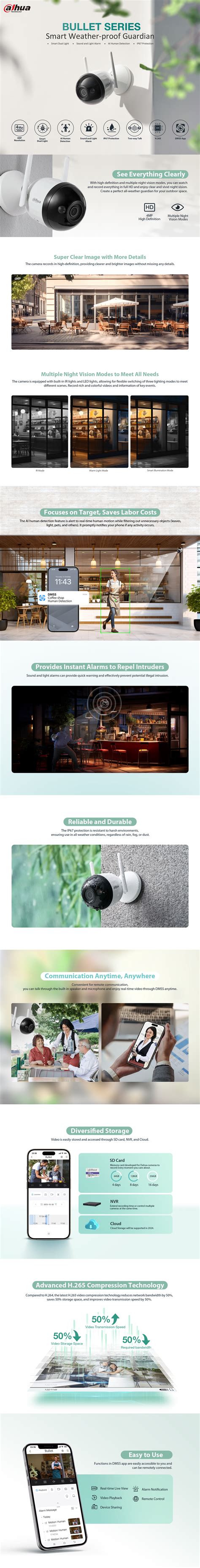 Dahua Wifi Camera 4mp Outdoor F4c Pv High Digital Surveillance