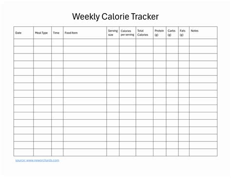 free calorie tracker templates pdf word excel