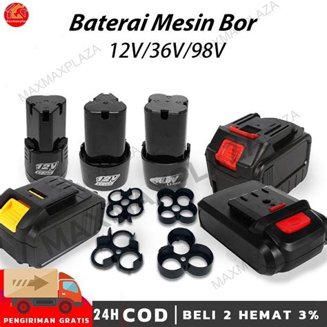 Jual Baterai Cordless V V V V Volt Battery Tegangan Sebenarnya Batere Mesin Bor Baterai