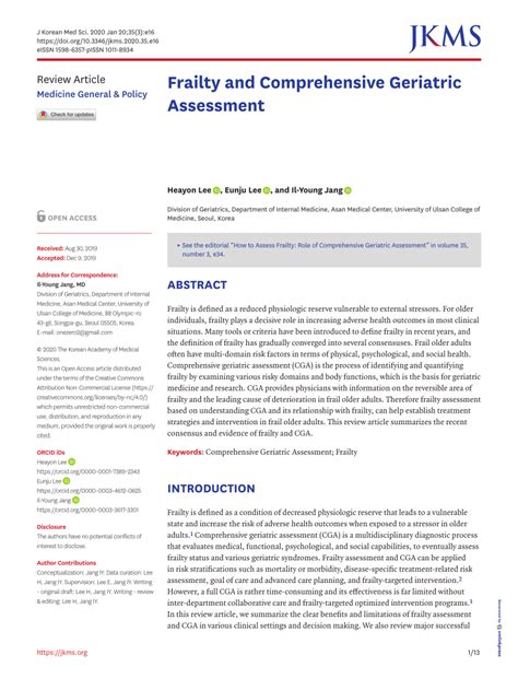 Pdf Frailty And Comprehensive Geriatric Assessment