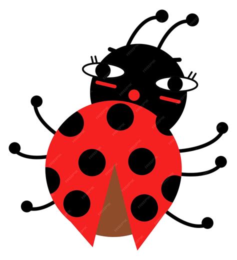 Premium Vector Ladybug Character Funny Red Bug Small Beetle