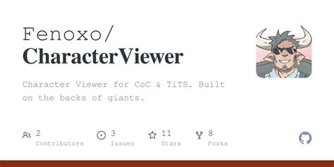 Github Fenoxo Characterviewer Character Viewer For Coc And Tits Built On The Backs Of Giants