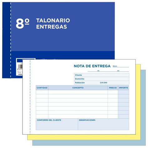 Talonario T 54 T328 Notas de entregas 8º original 2 Copias