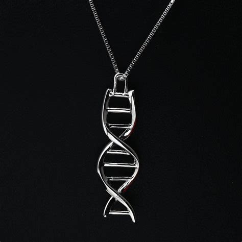 Dna Pendant Silver Necklace Molecule Science Necklace Etsy