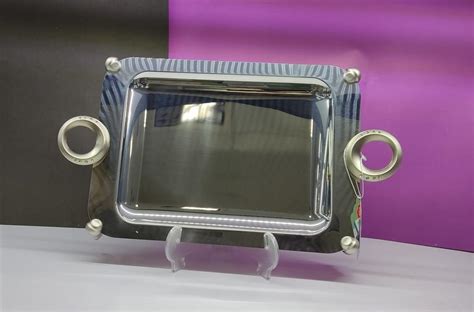 قیمت و خرید سینی تمام استیل دسته نگین ساده رزلند مدل 510 سایز کوچک