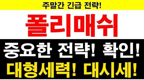 폴리매쉬 코인 중요한 전략 확인 대형 세력 대시세 Youtube