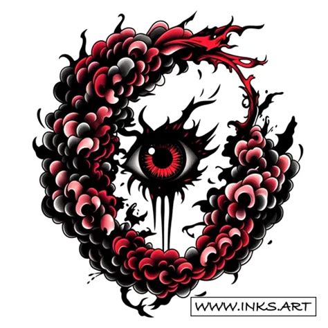 Tattoo Design Itachis Bleeding Eye With Akatsuki Style Anime