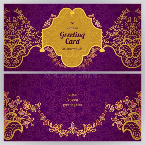 Vintage Ornate Cards In Eastern Style Stock Vector Illustration Of