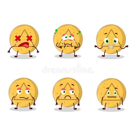 Dalgona Candy Triangle Cartoon Character With Nope Expression Stock