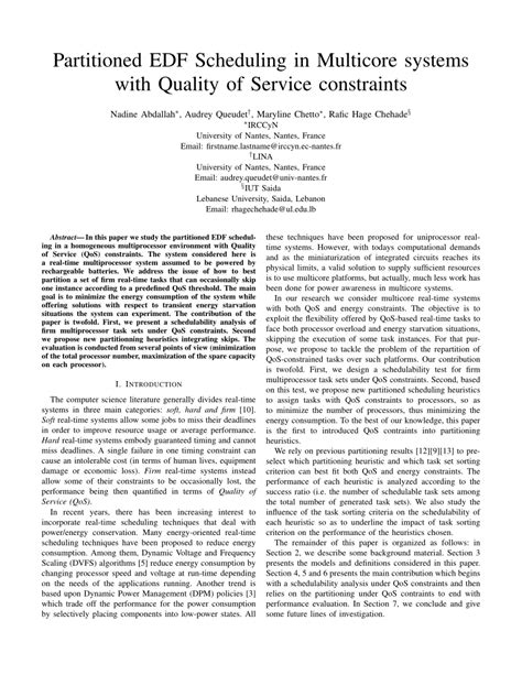 Pdf Partitioned Edf Scheduling In Multicore Systems With Quality Of
