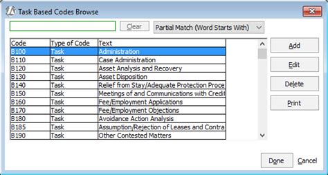 Overview Of Task Based Billing Codes