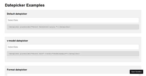 Vue Datepicker Codesandbox