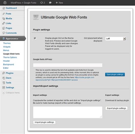 Ultimate Google Web Fonts WordPress Plugin InkThemes
